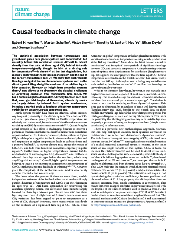 (PDF) Causal feedbacks in climate change