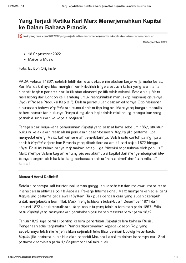 (PDF) Yang Terjadi Ketika Karl Marx Menerjemahkan Kapital ke Dalam ... (PDF) Yang Terjadi Ketika Karl Marx Menerjemahkan Kapital ke Dalam ...