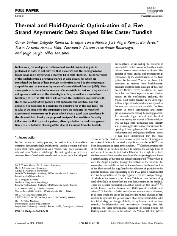 Thermal and Fluid-Dynamic Optimization of a Five Strand Asymmetric ...