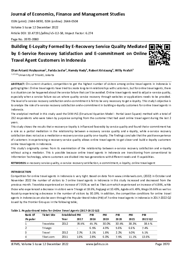 (PDF) Building E-Loyalty Formed by E-Recovery Service Quality Mediated ...