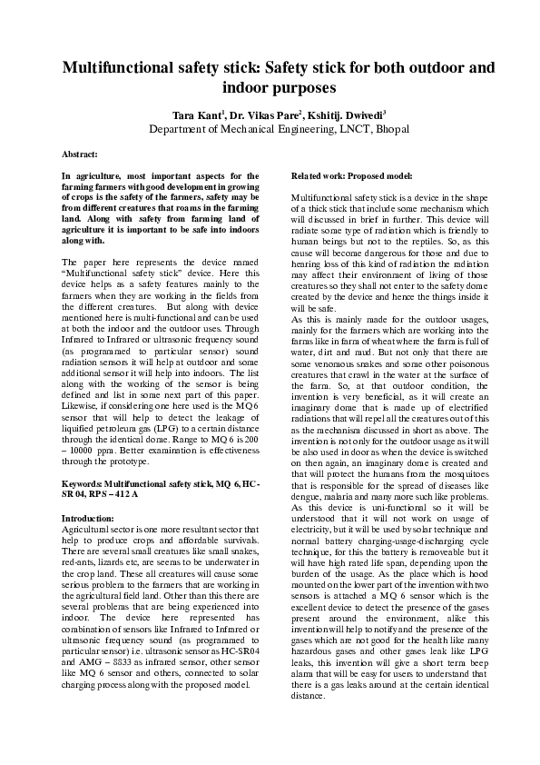 (PDF) Multifunctional safety stick: Safety stick for both outdoor and ...