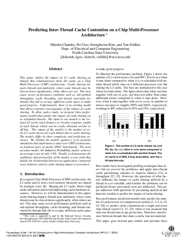 (PDF) Predicting Inter-Thread Cache Contention on a Chip Multi-Processor Architecture