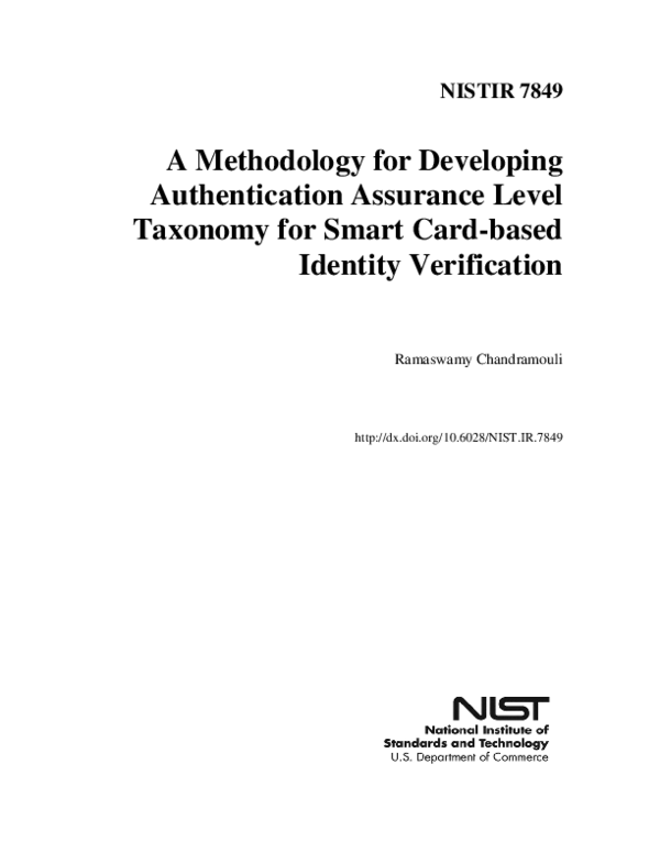 (PDF) A Methodology for Developing Authentication Assurance Level Taxonomy for Smart Card-based ...