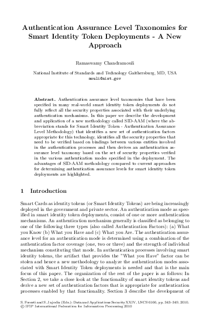 (PDF) Authentication Assurance Level Taxonomies for Smart Identity ...