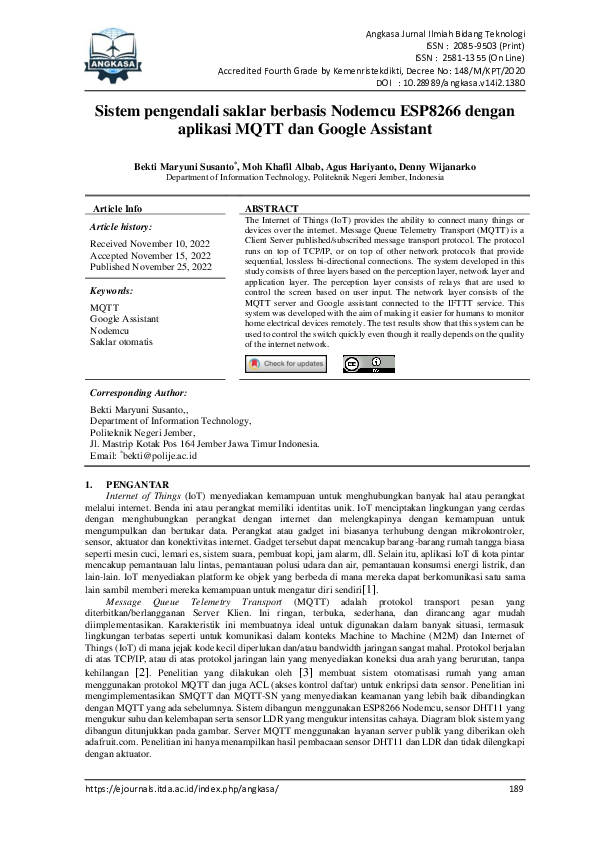 (PDF) Sistem pengendali saklar berbasis Nodemcu ESP8266 dengan aplikasi ... (PDF) Sistem pengendali saklar berbasis Nodemcu ESP8266 dengan aplikasi ...