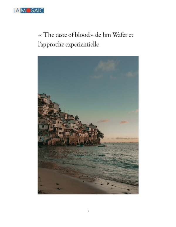 (DOC) « The taste of blood» (le gout du sang) de Jim Wafer et l ...