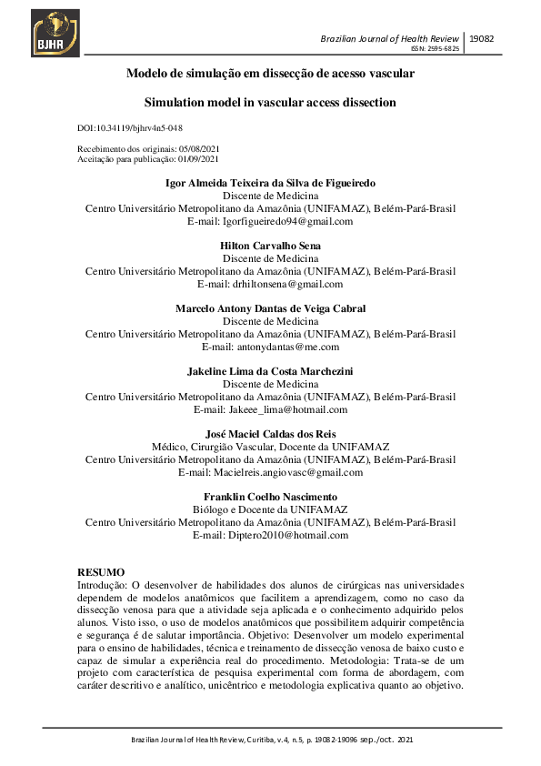 (PDF) Modelo de simulação em dissecção de acesso vascular / Simulation ...