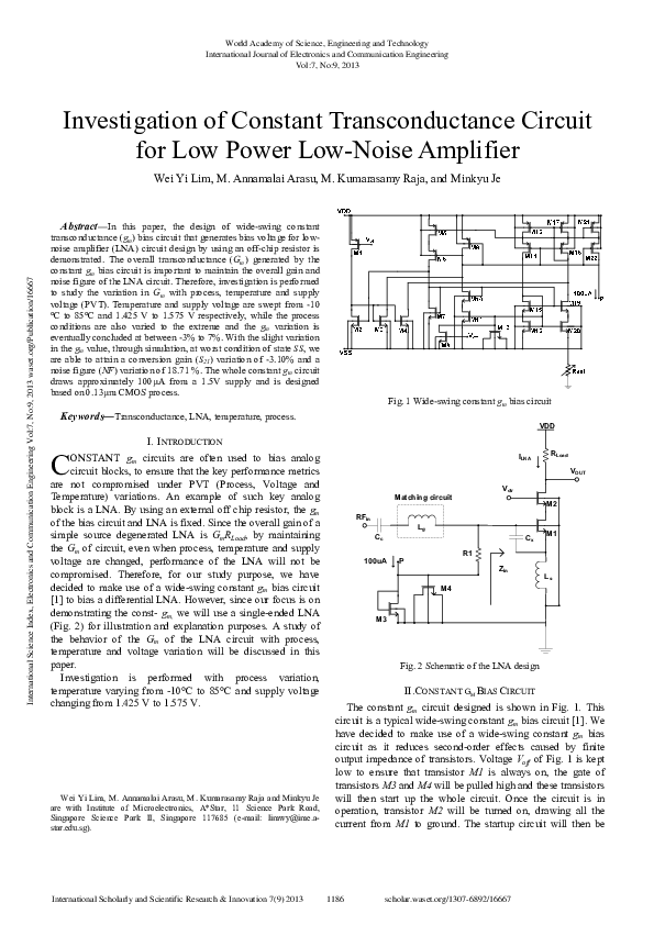 (PDF) Investigation Of Constant Transconductance Circuit For Low Power ...