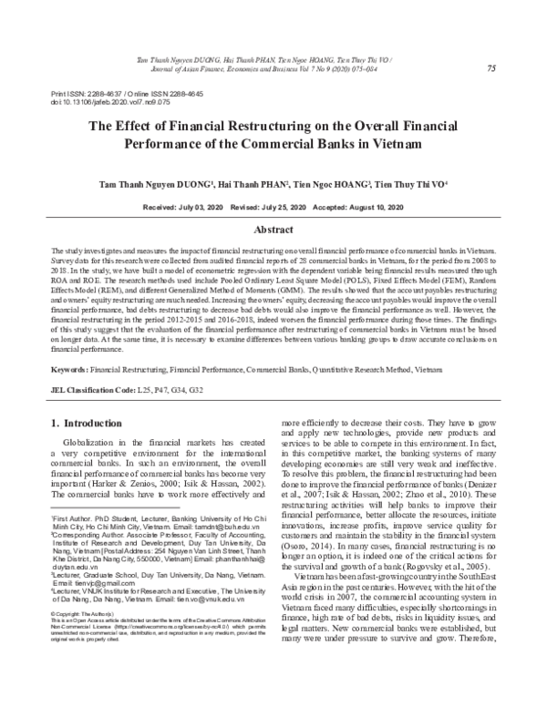 (PDF) The Effect of Financial Restructuring on the Overall Financial ...