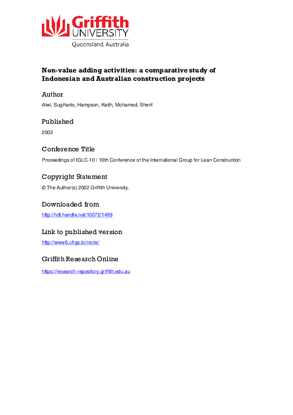 (PDF) Non Value-Adding Activities in Construction Projects