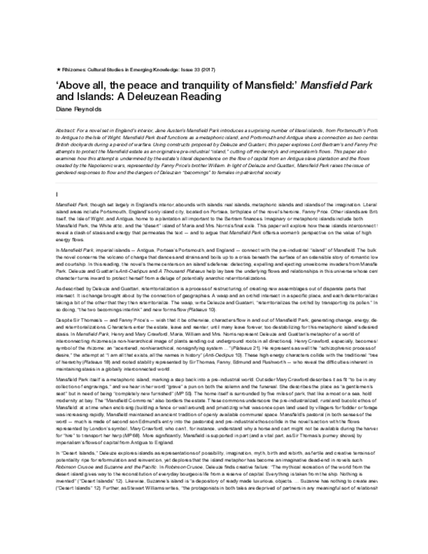(PDF) ‘Above all, the peace and tranquility of Mansfield:’ Mansfield ...