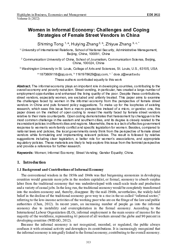 (PDF) Women in Informal Economy: Challenges and Coping Strategies of ...