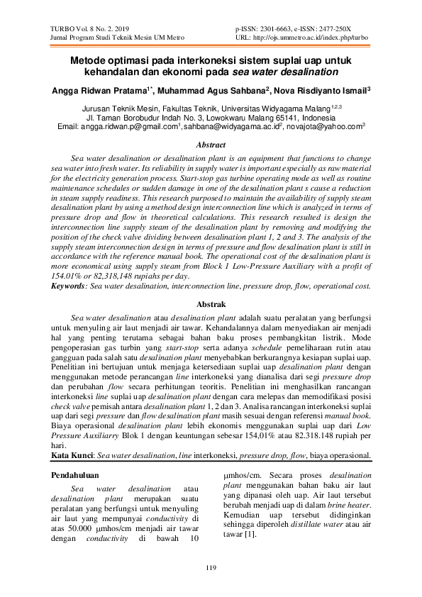 (PDF) Metode optimasi pada interkoneksi sistem suplai uap untuk kehandalan dan ekonomi pada sea ...