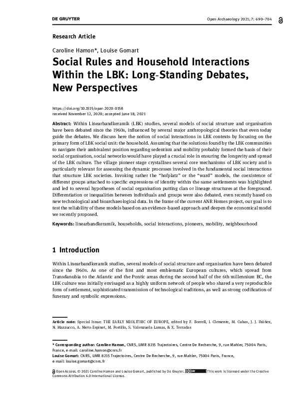(PDF) Social Rules and Household Interactions Within the LBK: Long ...