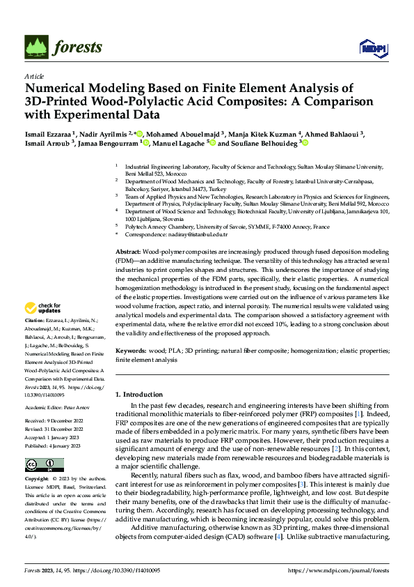 Pdf Numerical Modeling Based On Finite Element Analysis Of 3d Printed