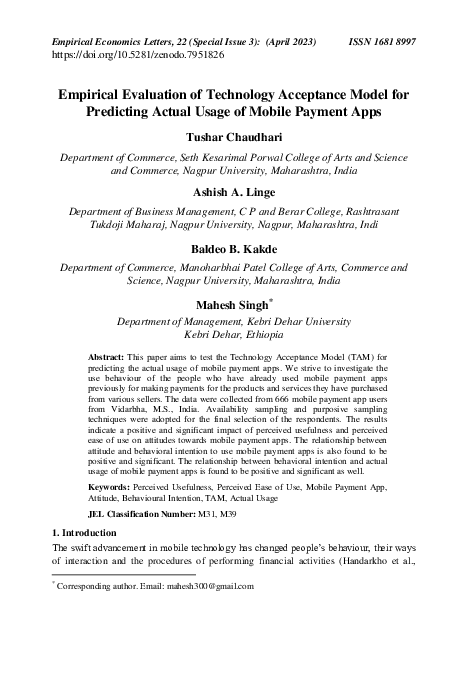 Pdf Empirical Evaluation Of Technology Acceptance Model For