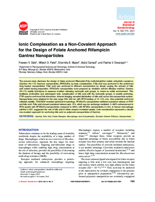 (PDF) Ionic Complexation as a Non-Covalent Approach for the Design of ...