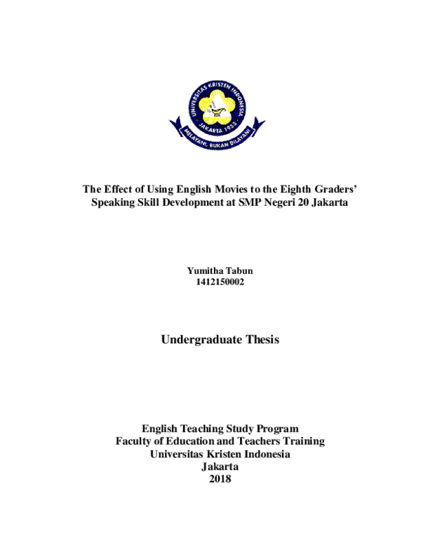(PDF) The Effect of Using English Movies to the Eighth Graders’Speaking ...