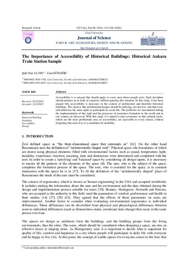 (PDF) The Importance of Accessibility of Historical Buildings ...