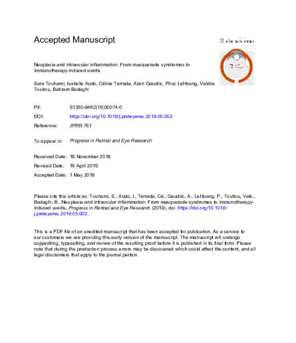 (PDF) Neoplasia and intraocular inflammation: From masquerade syndromes ...