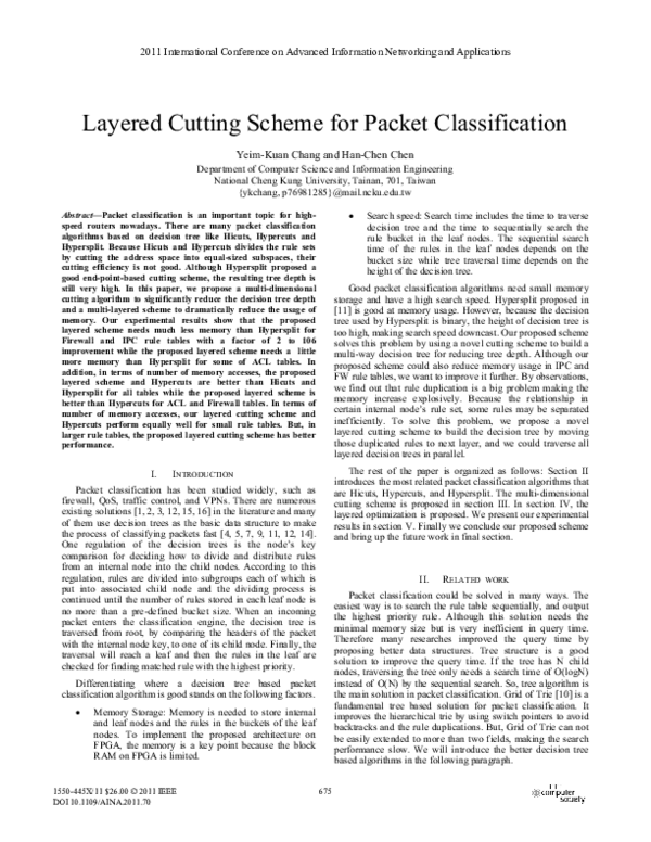 Pdf Layered Cutting Scheme For Packet Classification Han Chen