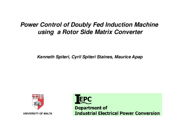 (PDF) Control of doubly fed induction machine using a matrix converter