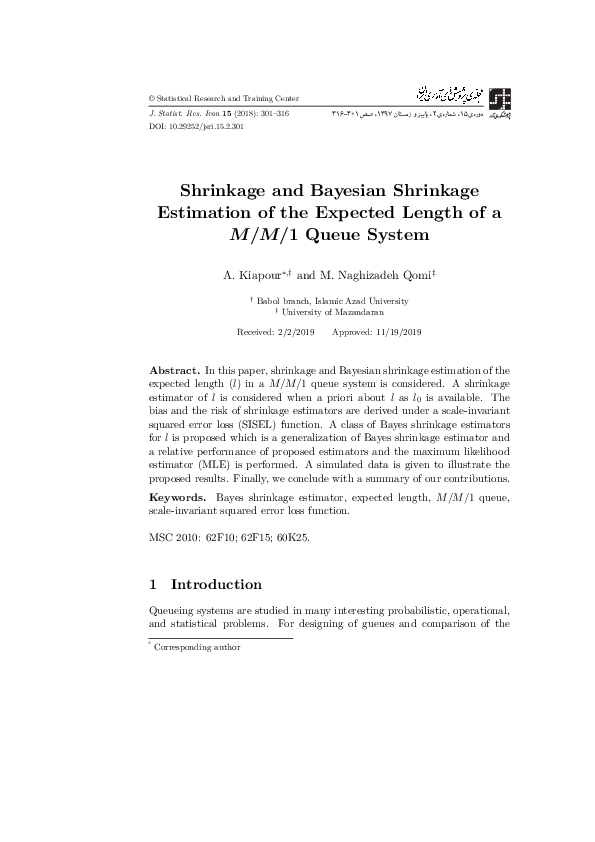 Pdf Shrinkage And Bayesian Shrinkage Estimation Of The Expected Length Of A Mm1 Queue System