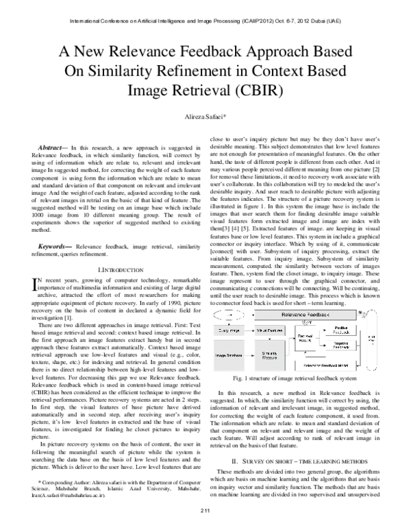 (PDF) A New Relevance Feedback Approach Based On Similarity Refinement in Context Based Image ...