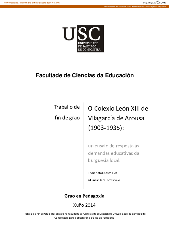(PDF) The León XIII School from Vilagarcía de Arousa (1903-1935): A ...