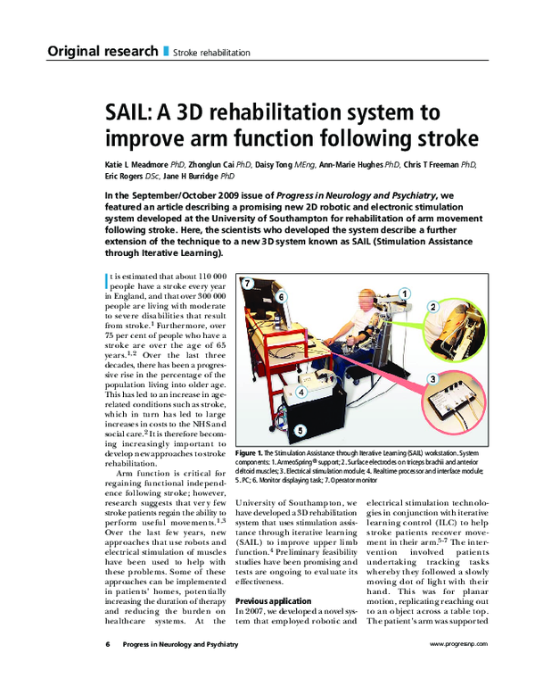 (PDF) SAIL: A 3D rehabilitation system to improve arm function ...