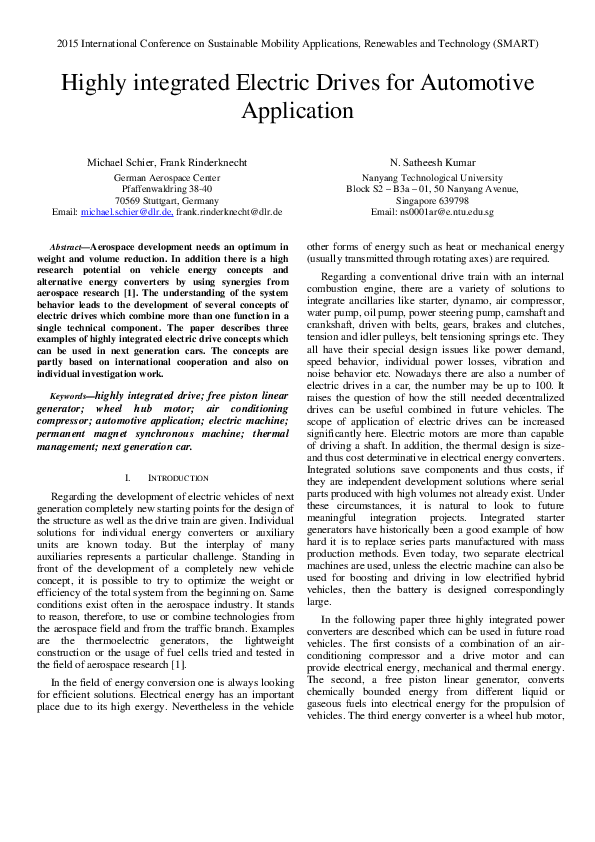 (PDF) Highly integrated electric drives for automotive application