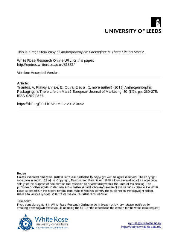 (PDF) Anthropomorphic packaging: is there life on “Mars”?
