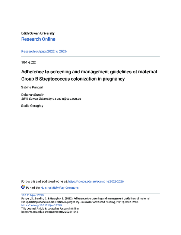 (PDF) Adherence to screening and management guidelines of maternal ...