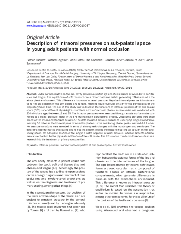 (PDF) Description of intraoral pressures on sub-palatal space in young ...