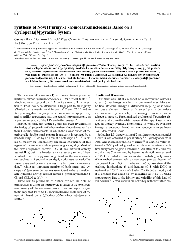 (PDF) Synthesis of Novel Purinyl-1′-homocarbanucleosides Based on a ...