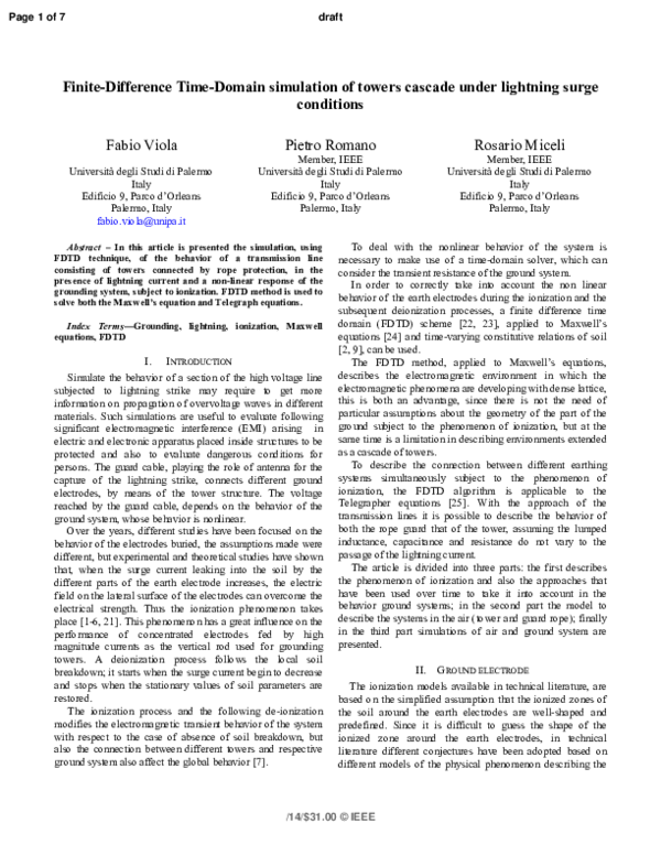 Pdf Finite Difference Time Domain Simulation Of Towers Cascade Under