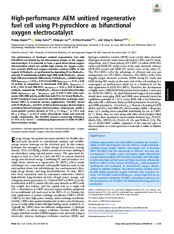 (PDF) High-performance AEM unitized regenerative fuel cell using Pt ...