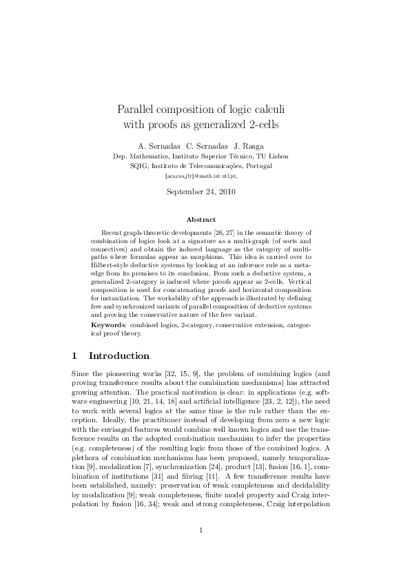 (PDF) Parallel composition of logic calculi with proofs as generalized ...
