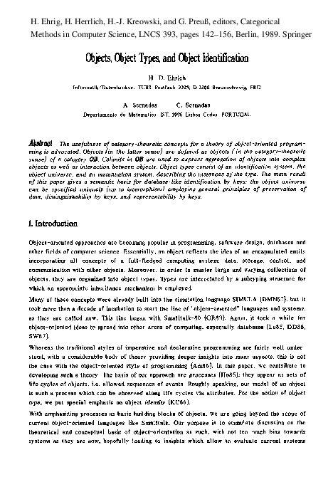 (PDF) Objects, object types, and object identification