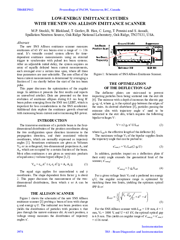 (PDF) SNS Emittance Scanner: Low-Energy Beam Analysis