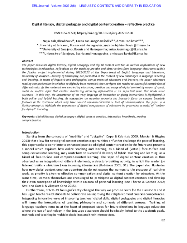 (PDF) Digital literacy, digital pedagogy and digital content creation ...