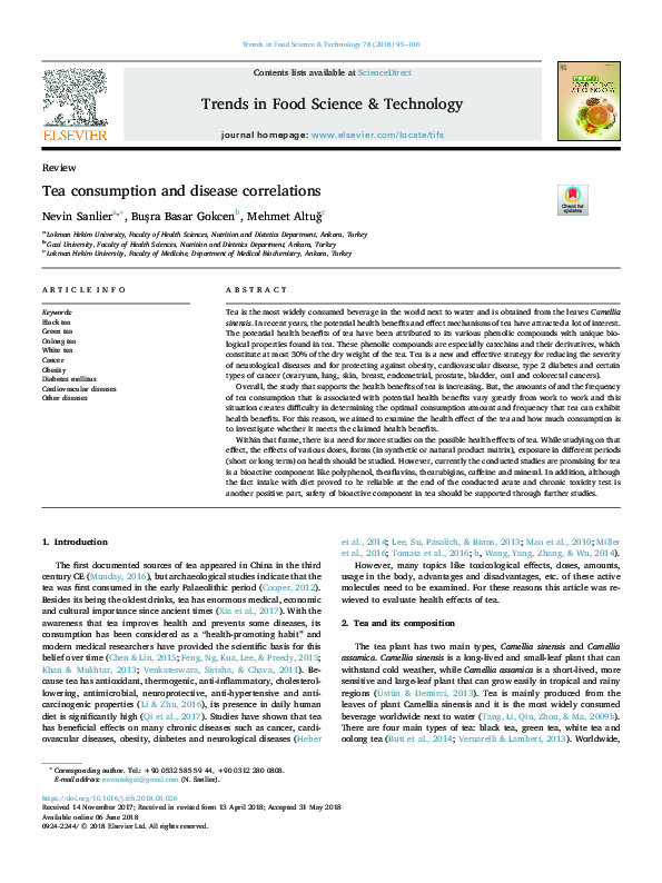 (PDF) Tea consumption and disease correlations