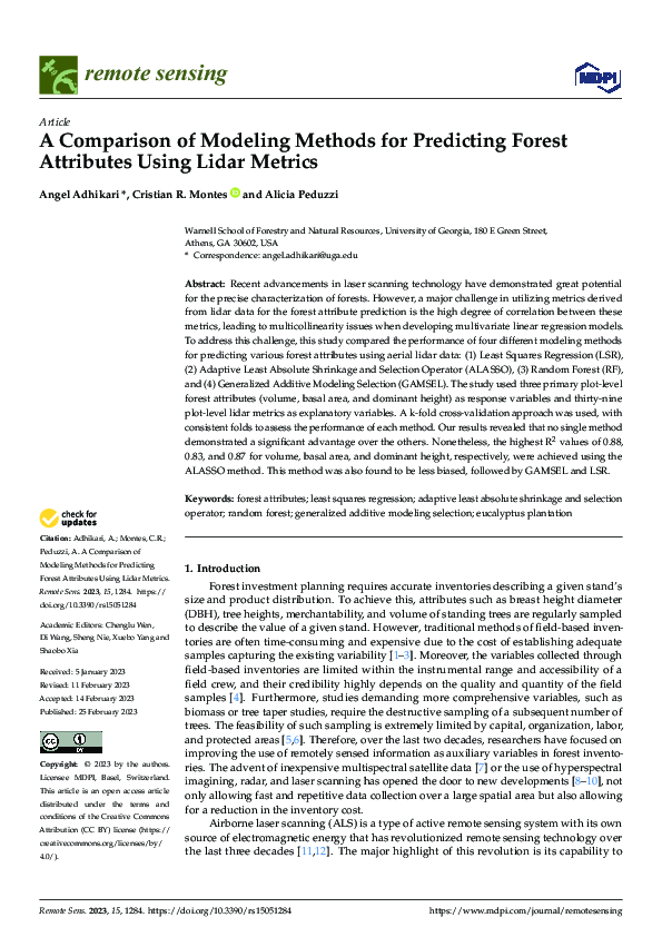 (PDF) A Comparison of Modeling Methods for Predicting Forest Attributes ...