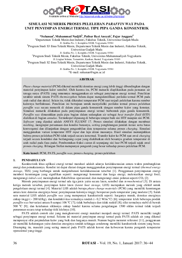 (PDF) Simulasi Numerik Proses Pelelehan Paraffin Wax Pada Unit ...