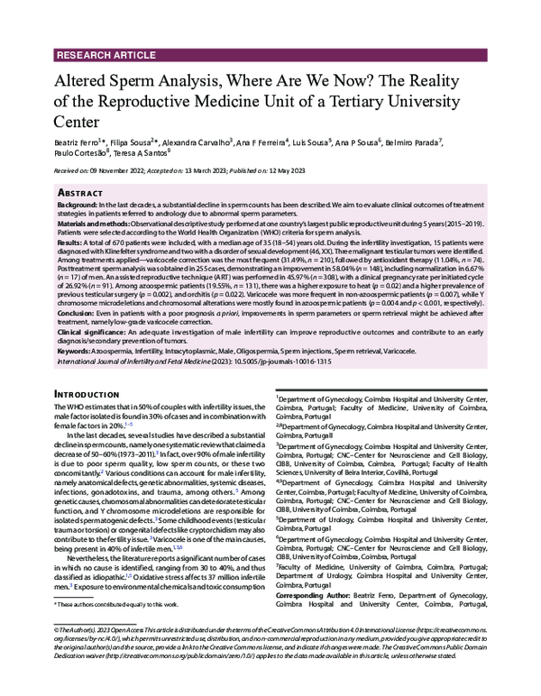(PDF) Altered Sperm Analysis, Where Are We Now? The Reality of the ...