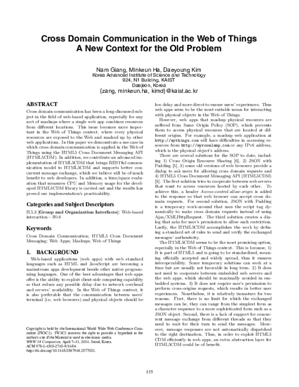 (PDF) Cross domain communication in the web of things