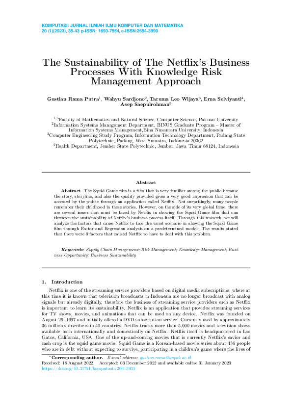 (PDF) The Sustainability of The Netflix's Business Processes With ...