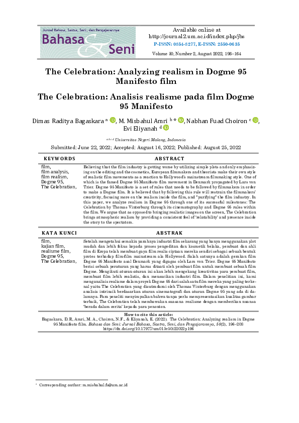 (PDF) The Celebration: Analyzing realism in Dogme 95 Manifesto film ...