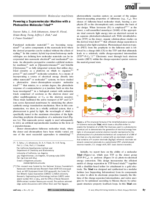 (PDF) Powering a Supramolecular Machine with a Photoactive Molecular Triad
