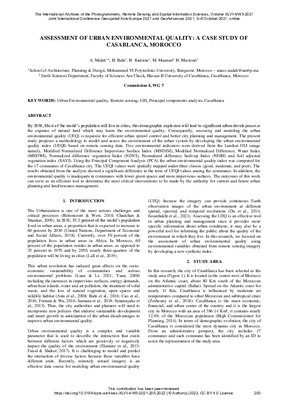 (PDF) Assessment of Urban Environmental Quality: A Case Study of ...
